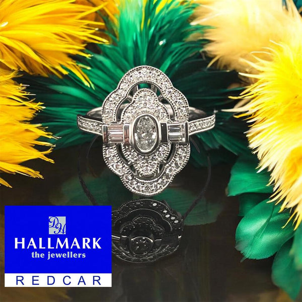 Art Deco Diamond Cluster Ring Platinum 0.78ct - Hallmark Jewellers ...